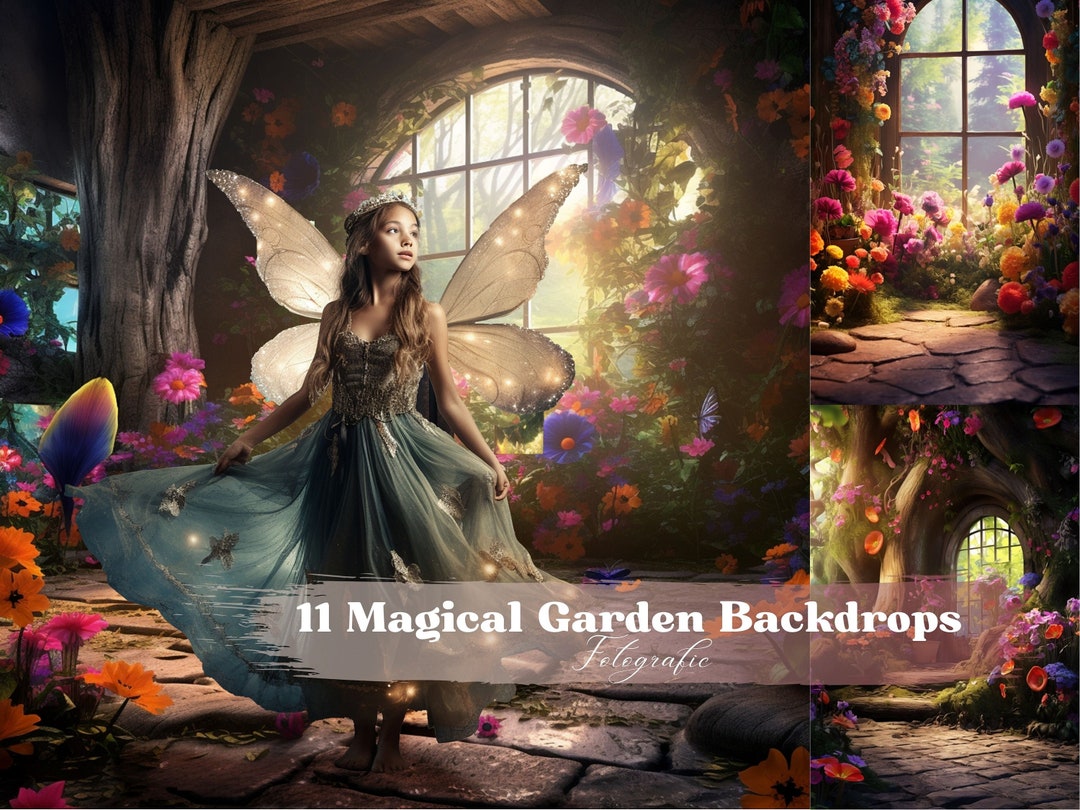 11 Magical Garden Backdrops, Mystical and Fairy Tale Backgrounds, Photoshop Background Overlays ...
