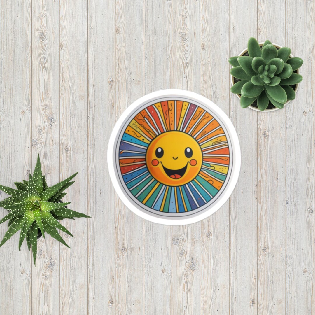 Happy Little Sun Sticker Cute Rainbow Smiling Sun Sticker - Etsy