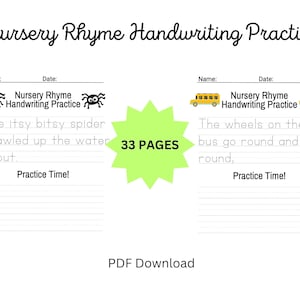 Nursery Rhyme Handwriting Practice Bundle - Etsy