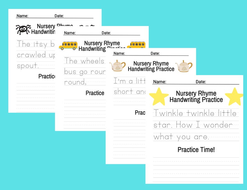 Nursery Rhyme Handwriting Practice Bundle - Etsy