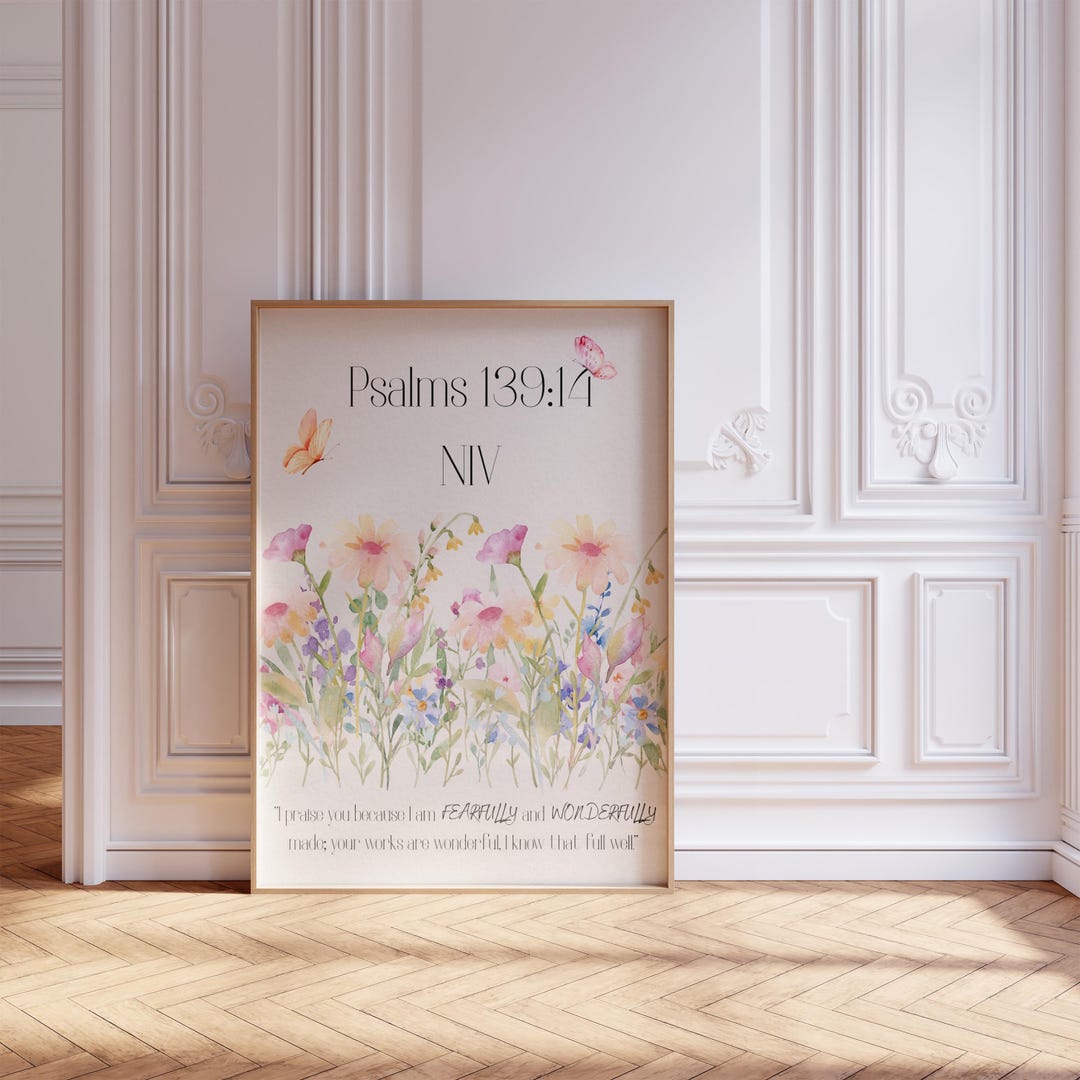 Psalms Flower Bible Verse Wall Art Print Trendy - Etsy