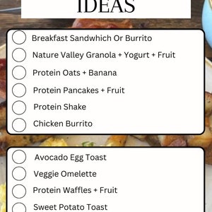 Daily Healthy Meal Ideas Checklist Health & Fitness - Etsy