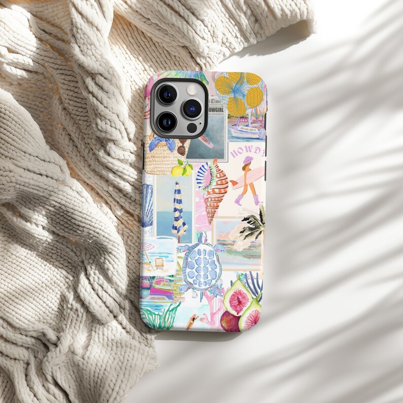 Coastal Cowgirl Summer Collage Phone Case, Turtles Seashells Aesthetics, Summer Girl Scrapbook ...