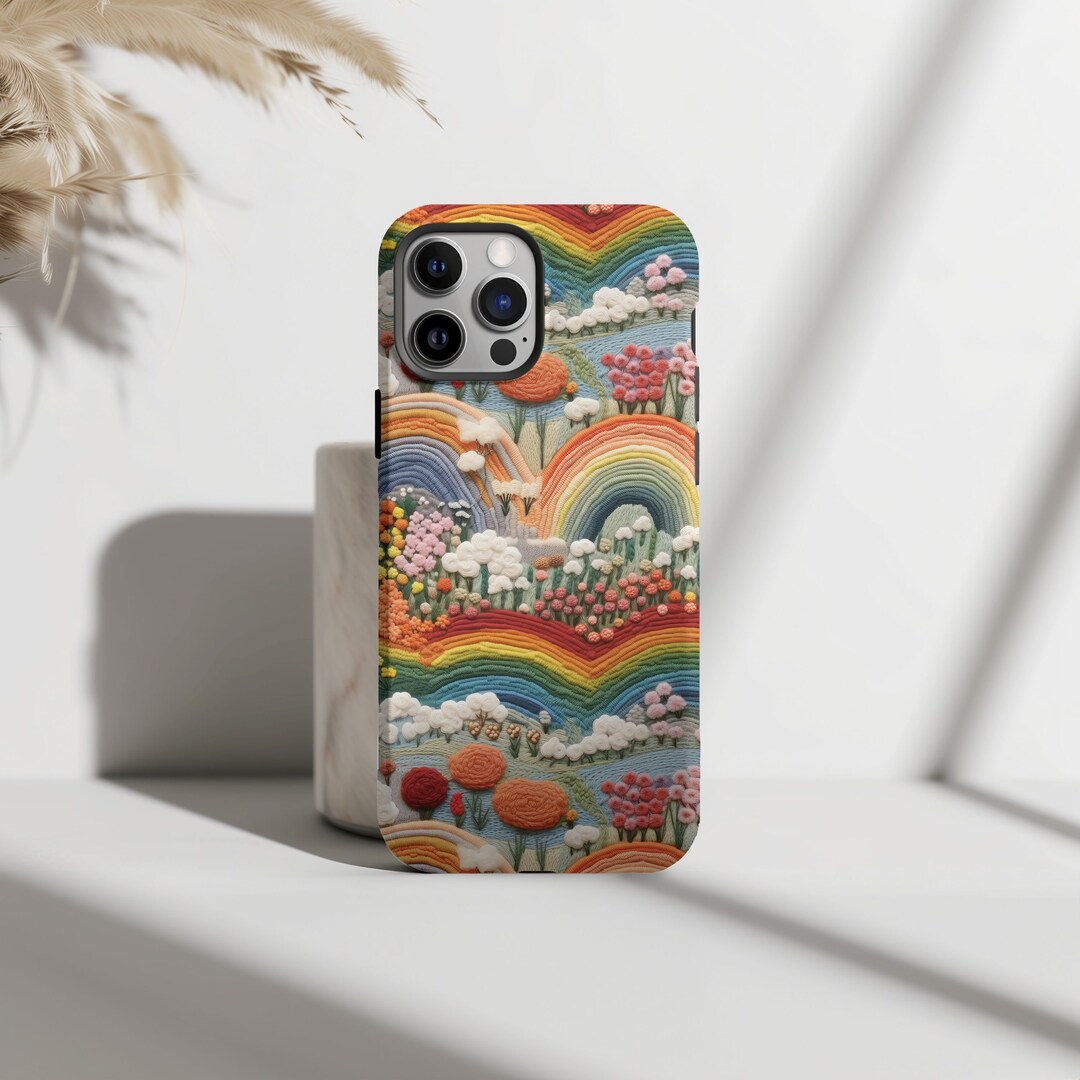 Ethereal Rainbow Cottagecore Floral Spring Faux Embroidered Phone Case ...