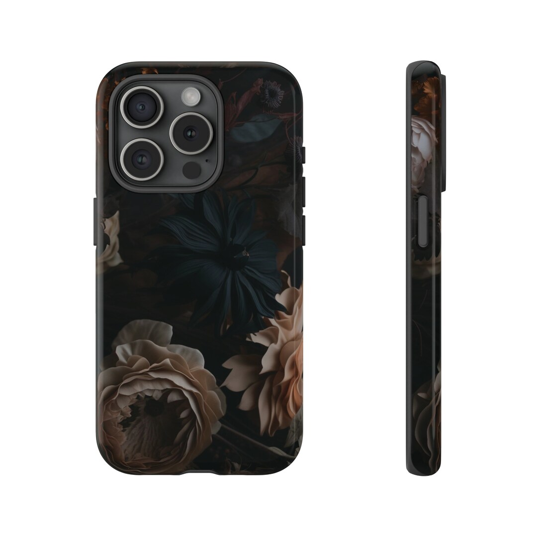 Dark Gothic Academia Aesthetic Floral Phone Case, Dark Floral iPhone 15 ...