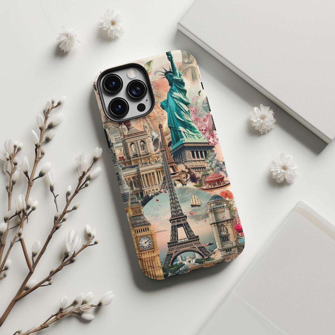 New York Collage Phone Case, Eiffel Tower Paris London, Unique Phone ...