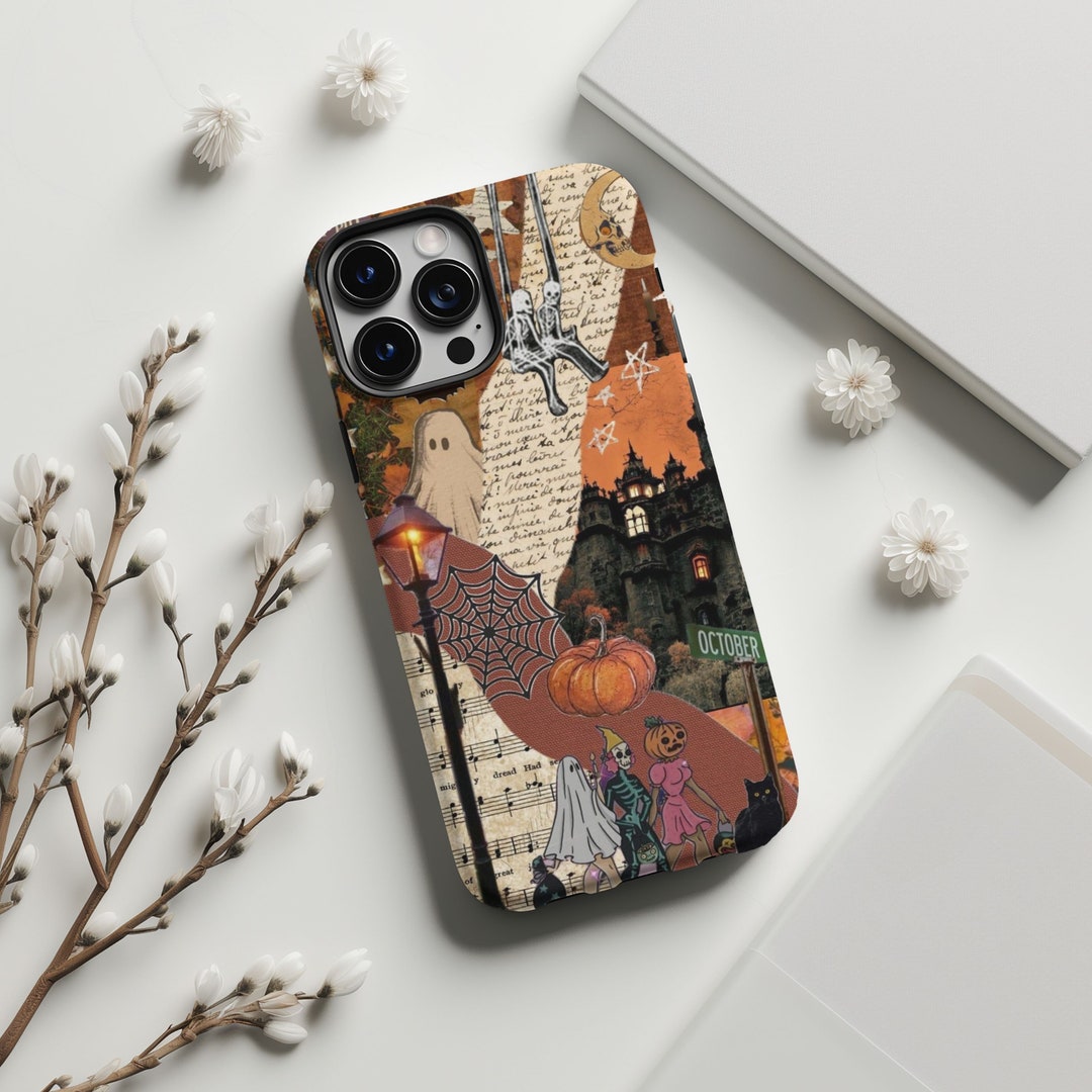Fall Aesthetics Spooky Halloween Collage Phone Case, October Pumpkin ...