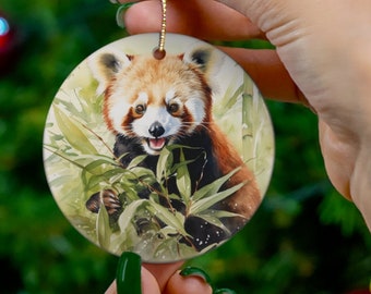 Red Panda Face Ornament Lesser Panda Engraved Black Cherry Wood ...
