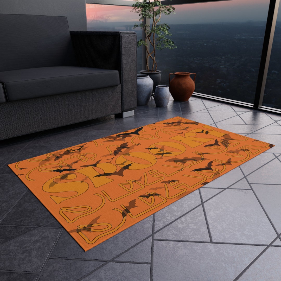Halloween Outdoor Rug, Spooky Halloween, Housewarming Gift, Spooky Door ...