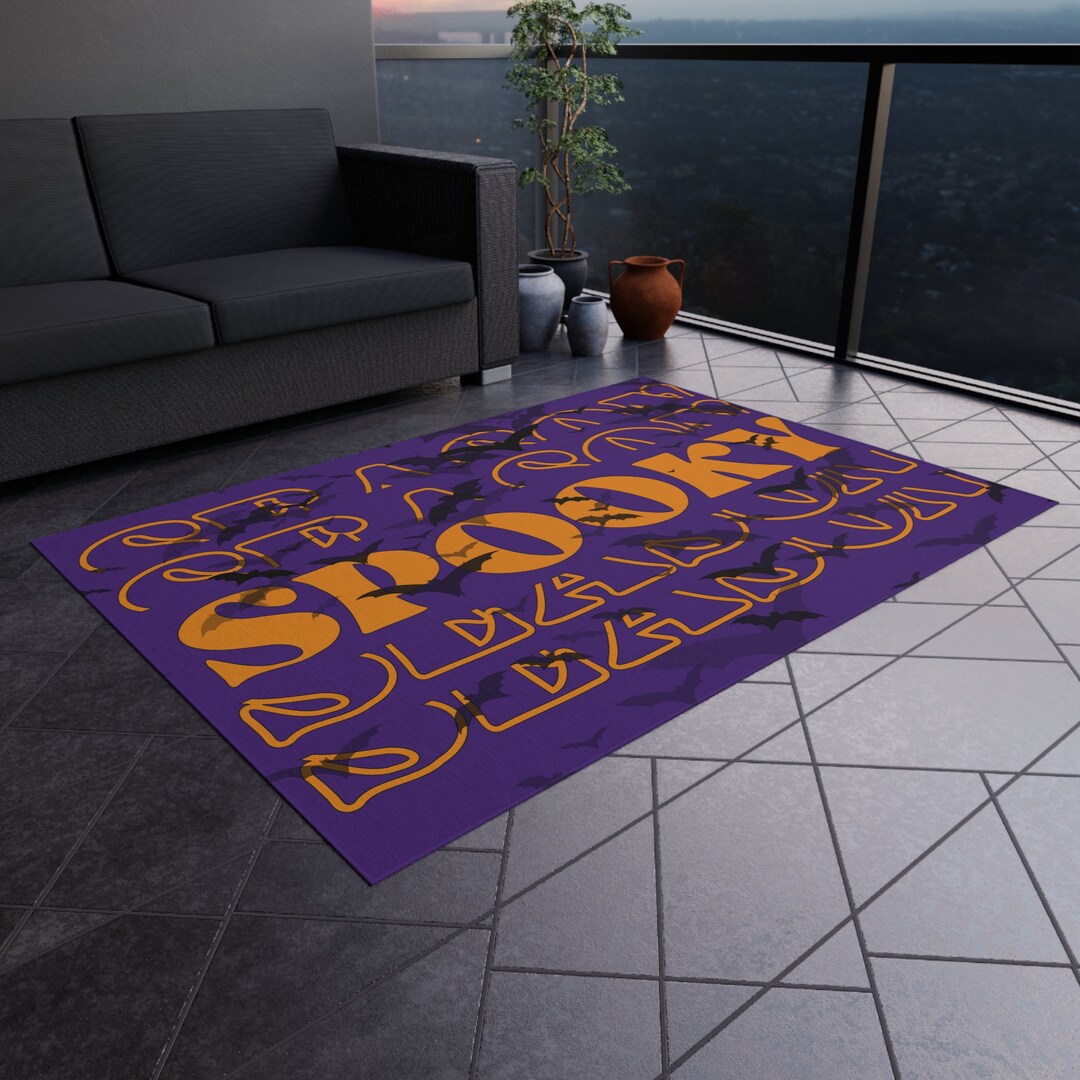 Halloween Outdoor Rug, Spooky Halloween, Housewarming Gift, Spooky Door ...