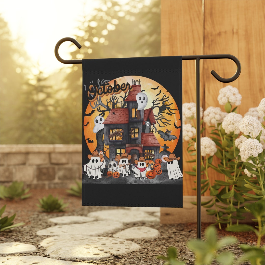 October Halloween Garden & House Banner, Halloween Banner, Halloween ...