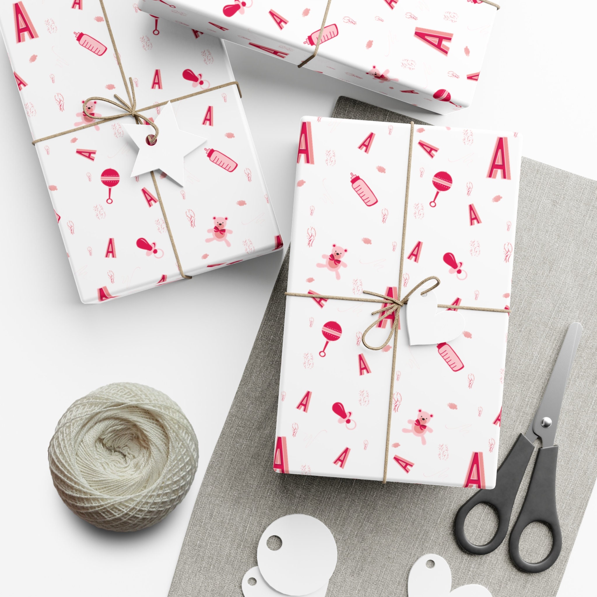 Letter A Baby Girl Gift Wrap Papers Baby Wrapping Paper Gift - Etsy