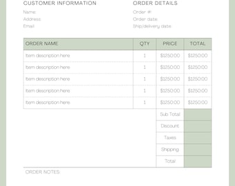 Customizable Digital Order Form Template - Etsy