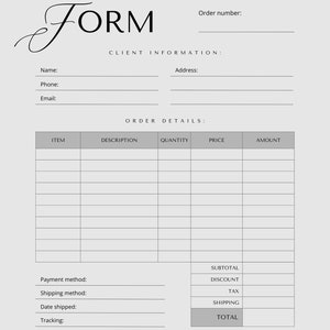 Customizable Digital Order Form Template - Etsy