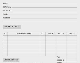 Customizable Digital Order Form Template - Etsy