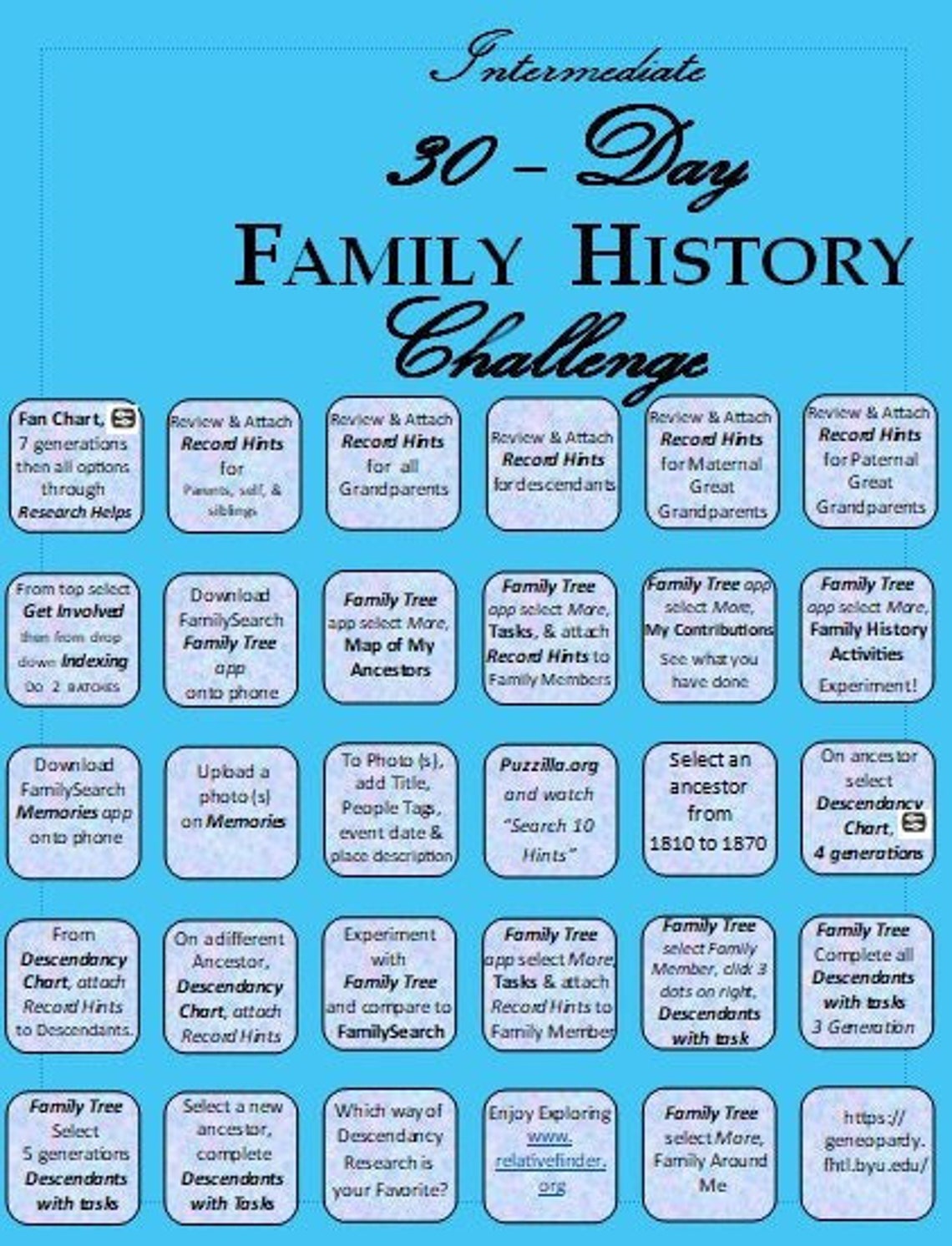 Intermediate 30-day Family History Challenge - Etsy Canada