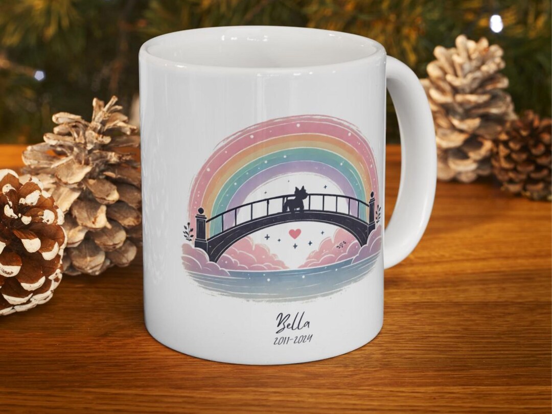 Custom Pet Memorial Mug: Rainbow Bridge Silhouette Keepsake - Etsy