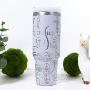 40oz Jesus Christian Tumbler With Lid and Straw, Faith Tumblers ...