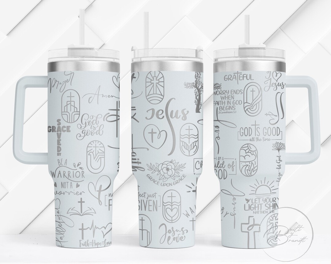 40oz Jesus Christian Tumbler With Lid and Straw, Faith Tumblers ...