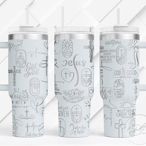40oz Jesus Christian Tumbler With Lid and Straw, Faith Tumblers ...