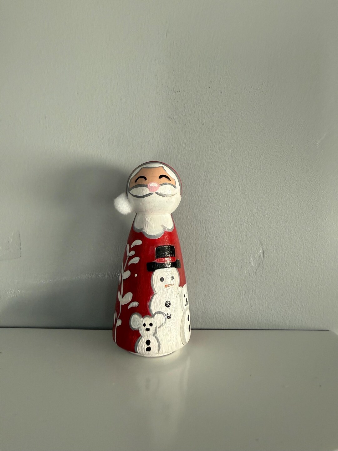 Santa Peg Doll With Snowman and Folk Art Embellishments - Etsy