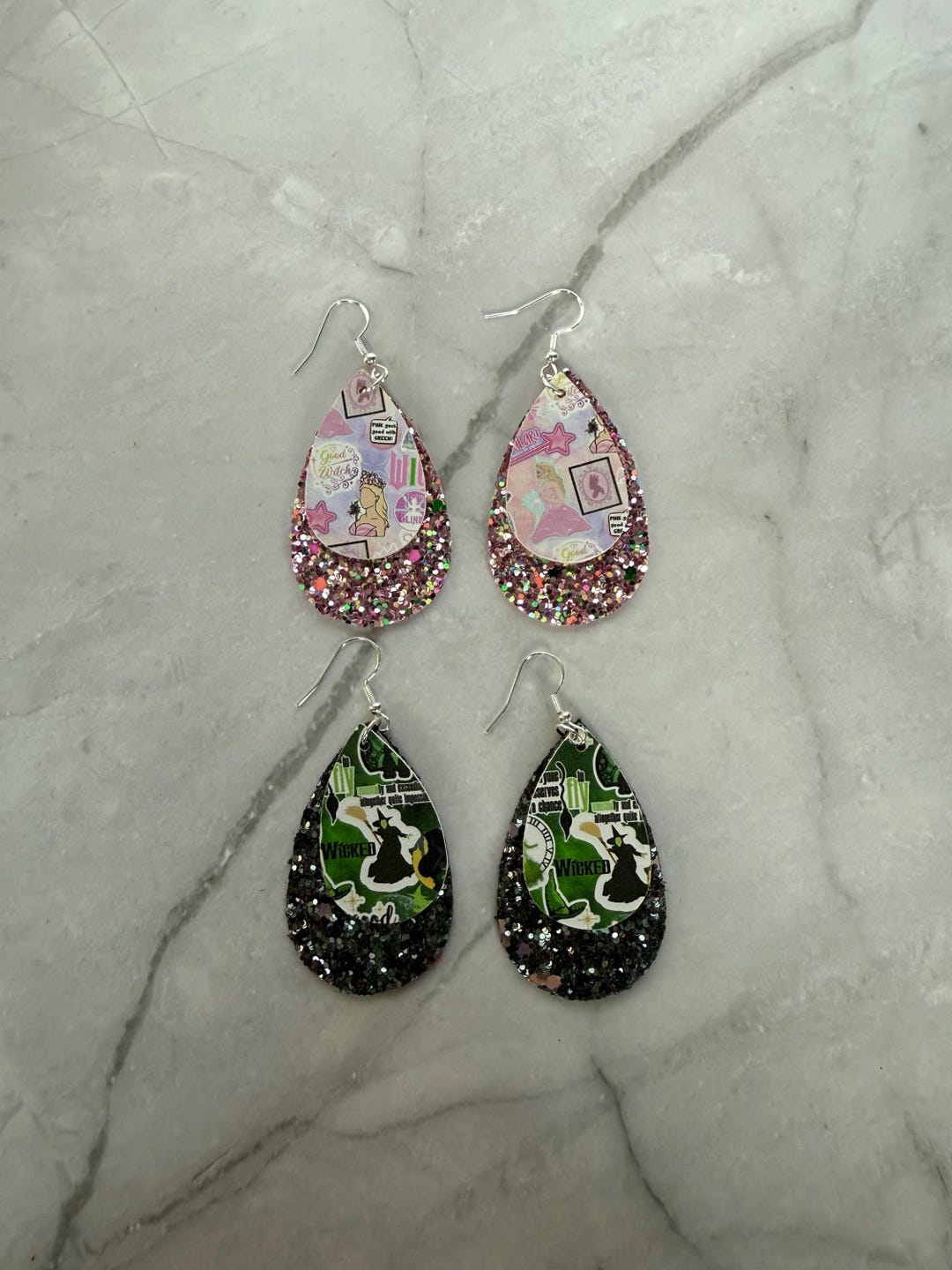 Pink Goes Good With Green Earrings, Elphaba Wicked Drop Earrings ...