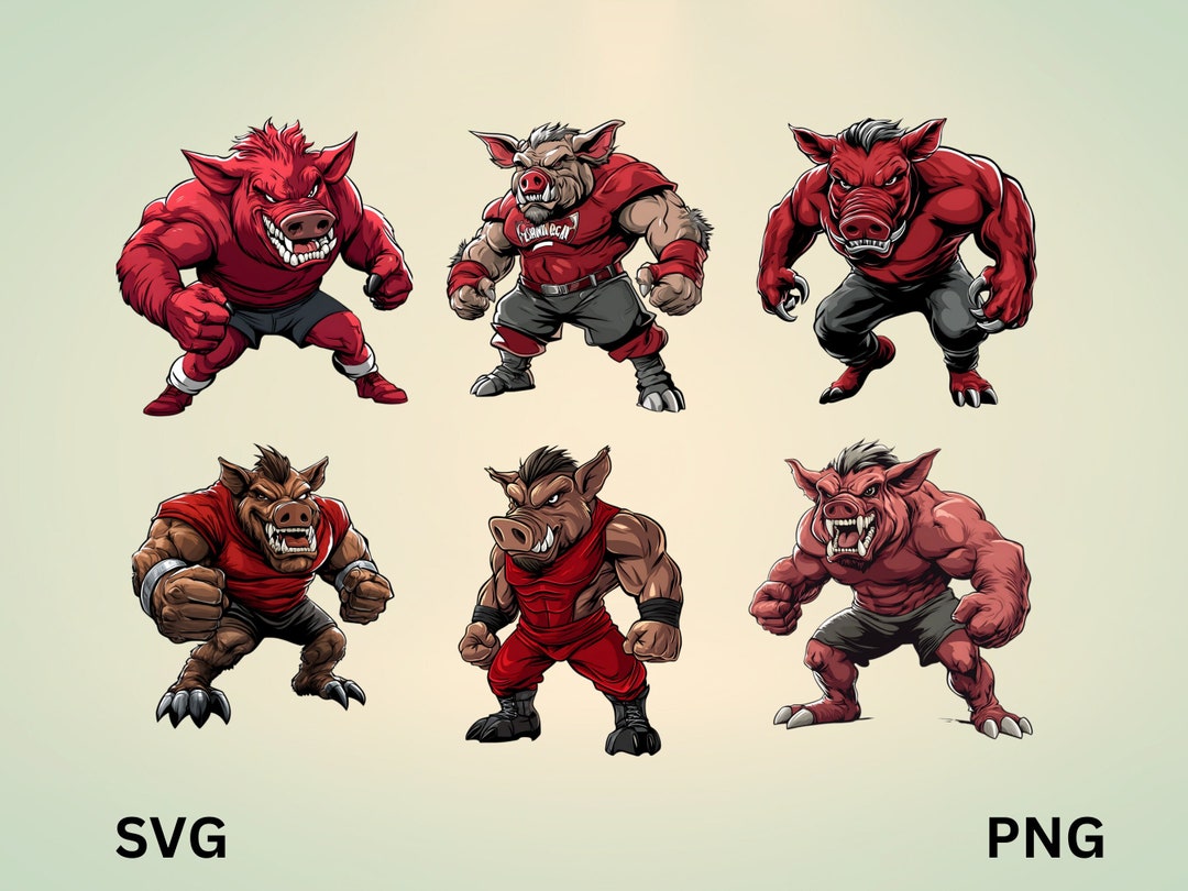 Hog Boar Razorback Preppy Mascot SVG,PNG Digital Design Bundle arkansas ...