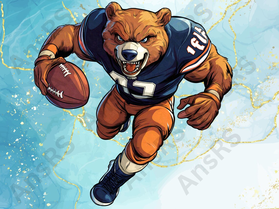 Printable Bear Football Mascot PNG & SVG Preppy School Spirit Design ...