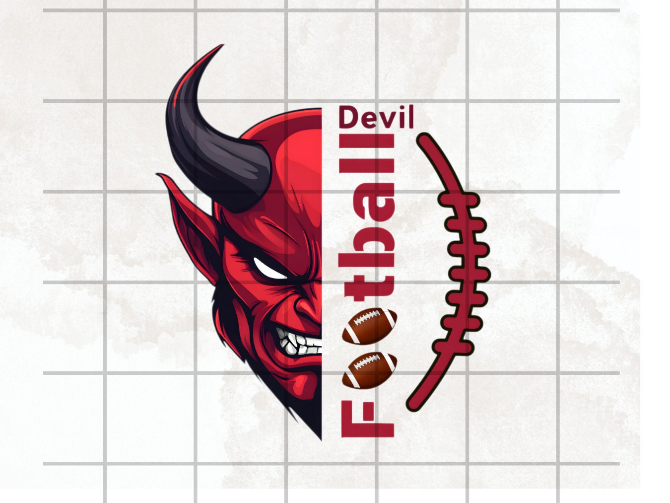 Red-devil Preppy Mascot Football SVG PNG Clipart for Cricut ...