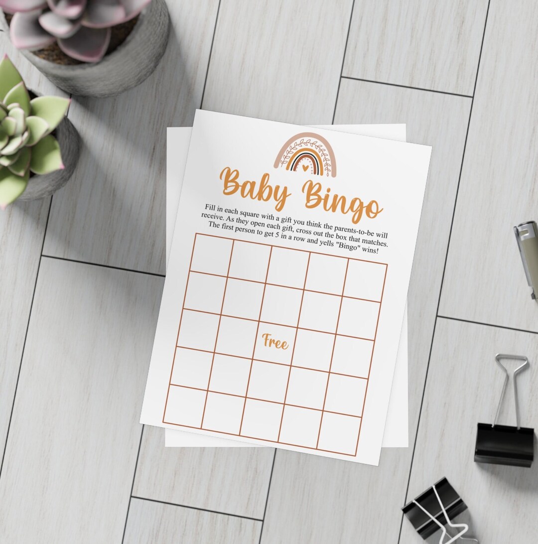 Boho Rainbow Baby Bingo Game - Digital Download - Etsy