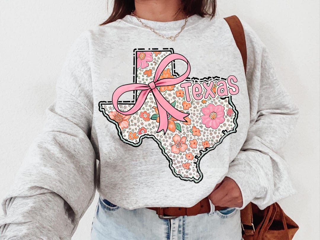 Texas Coquette Bow Png, Blue Floral Canvas Texas Shirt Design, Texas ...