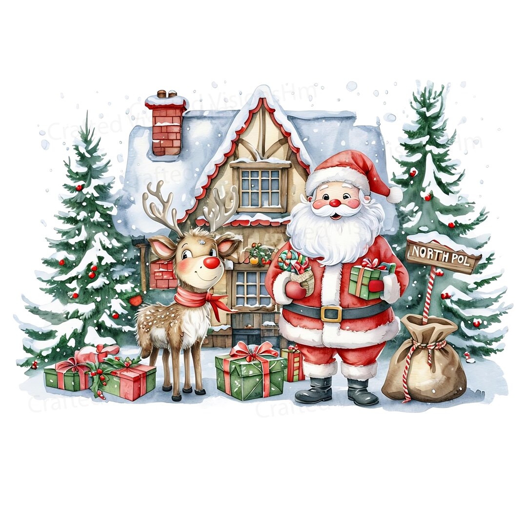 Christmas Woodland Santa Png, Christmas Png Files for Sublimation ...