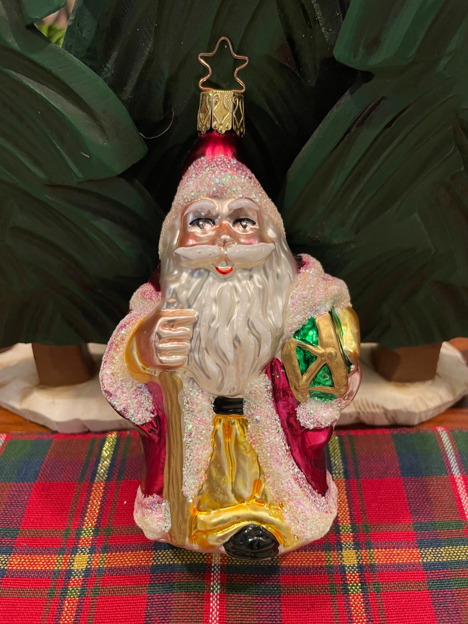 Vintage Old World Christmas Merck Family Glittered Santa W/ Drum ...