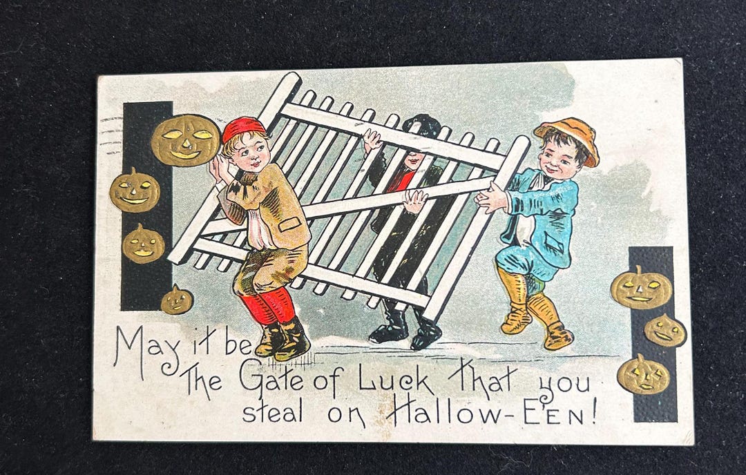 Vintage L&E Series Halloween Antique Postcard Naughty Boys Prank Steal ...