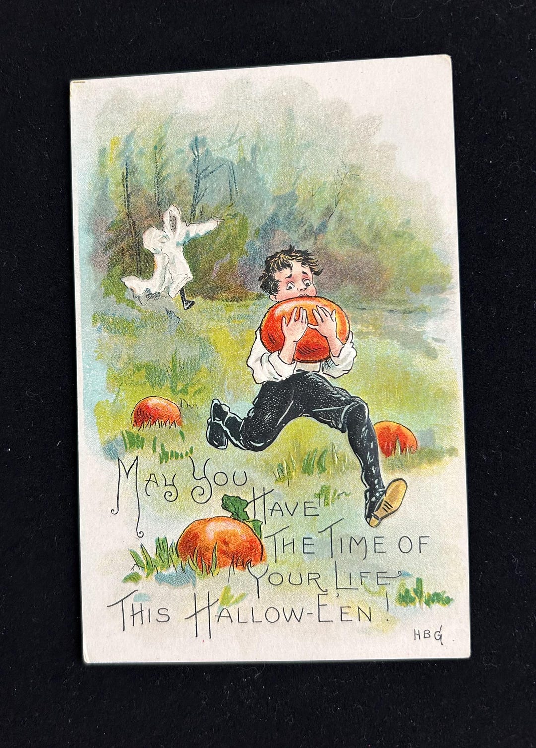HTF Rare EXC Vintage HBG L&E Series Halloween Unused Antique Postcard ...
