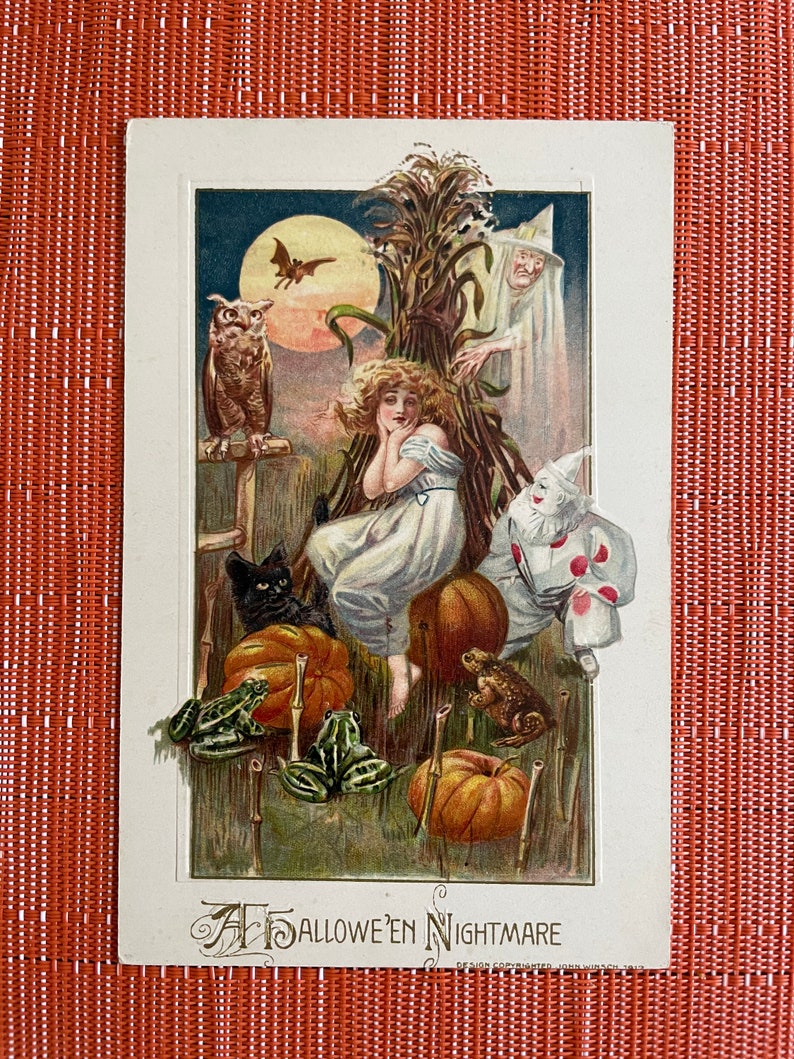 Antique Vintage Halloween Winsch Unposted Embossed Postcard A Halloween ...