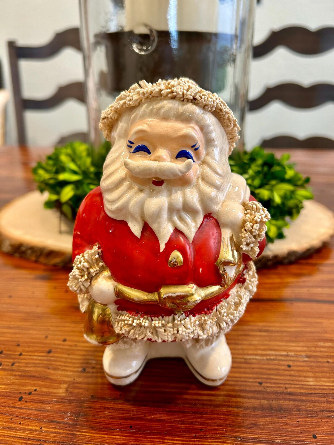 Cute 1950s Vintage Napco Santa Clause Spaghetti Trimmed With Bag Gold ...