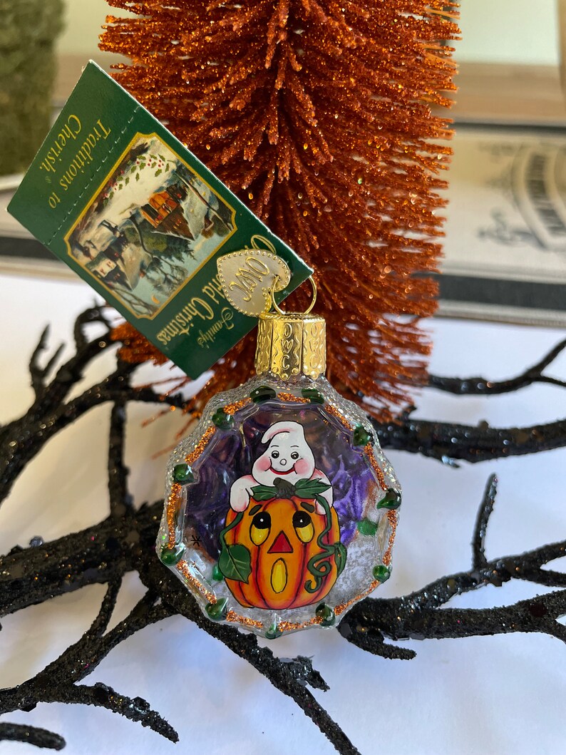 Old World Christmas OWC Glass Hand Painted Halloween 2 Sided Ornament ...
