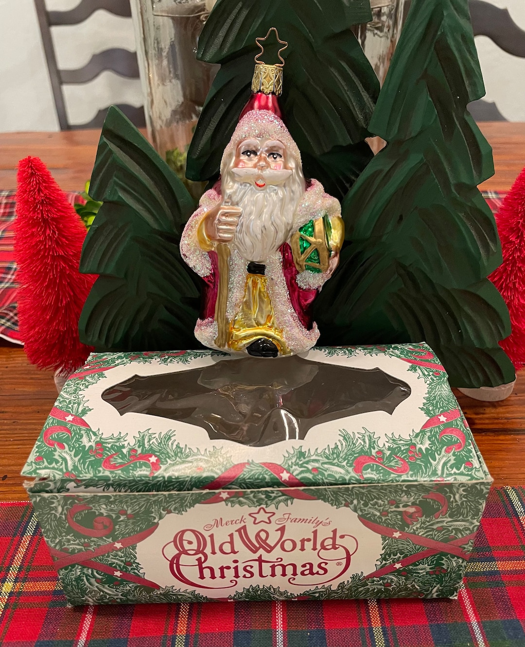 Vintage Old World Christmas Merck Family Glittered Santa W/ Drum ...