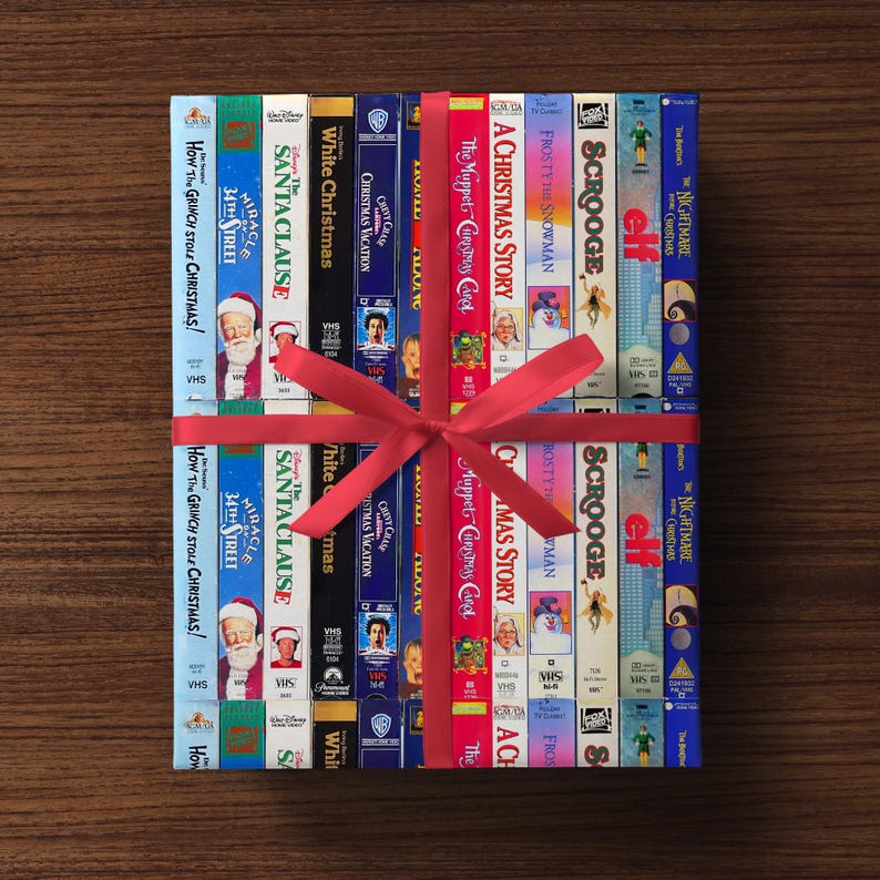Retro Christmas Movie VHS Wrapping Paper: 90s Holiday Nostalgia - Etsy