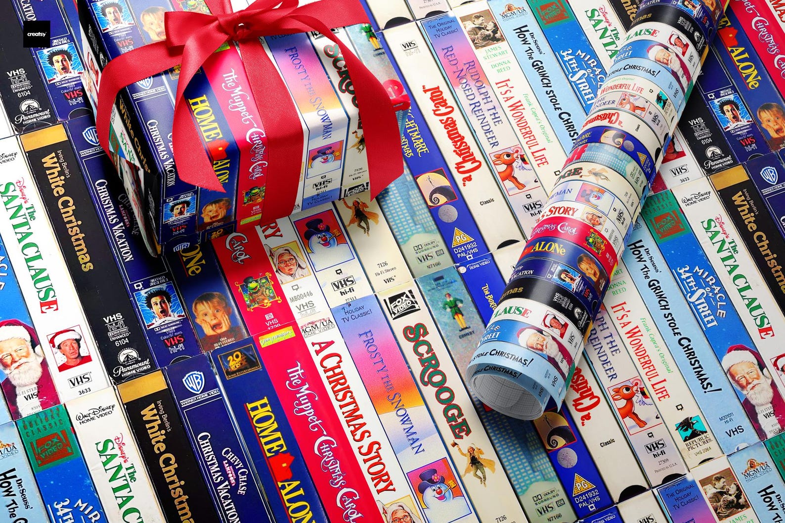 Retro Christmas Movie VHS Wrapping Paper: 90s Holiday Nostalgia - Etsy