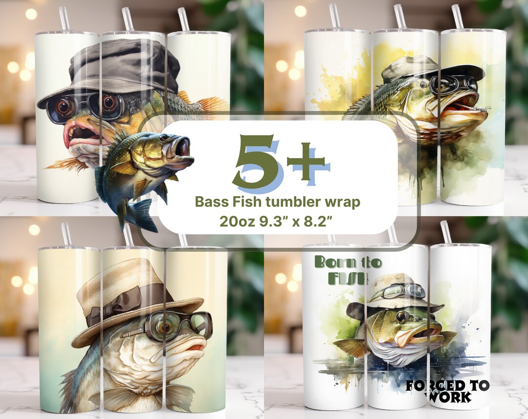 Funny BASS Fish Tumbler Wrap, Fishing PNG Image Sublimation Image ...