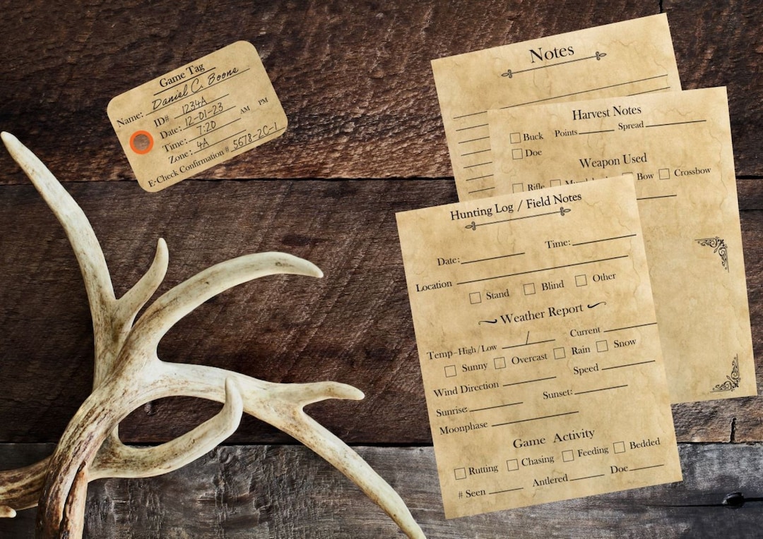Rustic Deer Hunting Journal Pages, Scouting, Entry, Printable, Jpeg ...