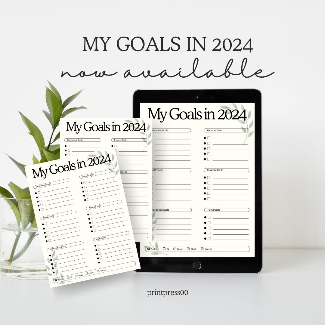 My Goals in 2024, Goal Worksheet, Downloadable Goal Planner, Digital ...