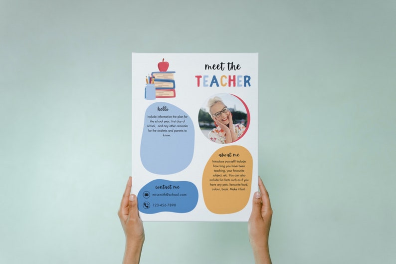 Plantilla de Conozca a la Maestra, Decoración del Aula Arcoíris, Hoja ...