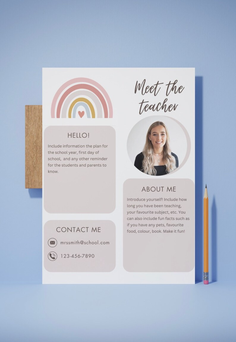 Plantilla Conozca a la Maestra, Decoración del Aula Arco Iris, Hoja de ...