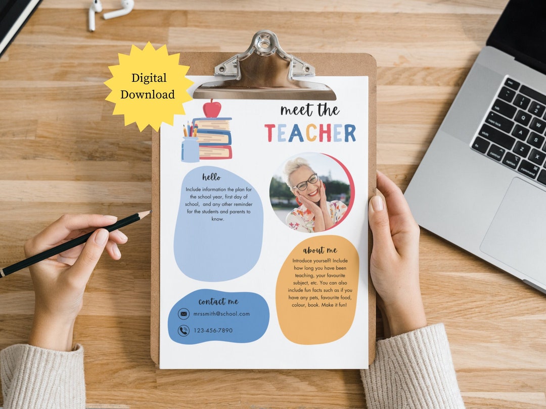 Plantilla de Conozca a la Maestra, Decoración del Aula Arcoíris, Hoja ...