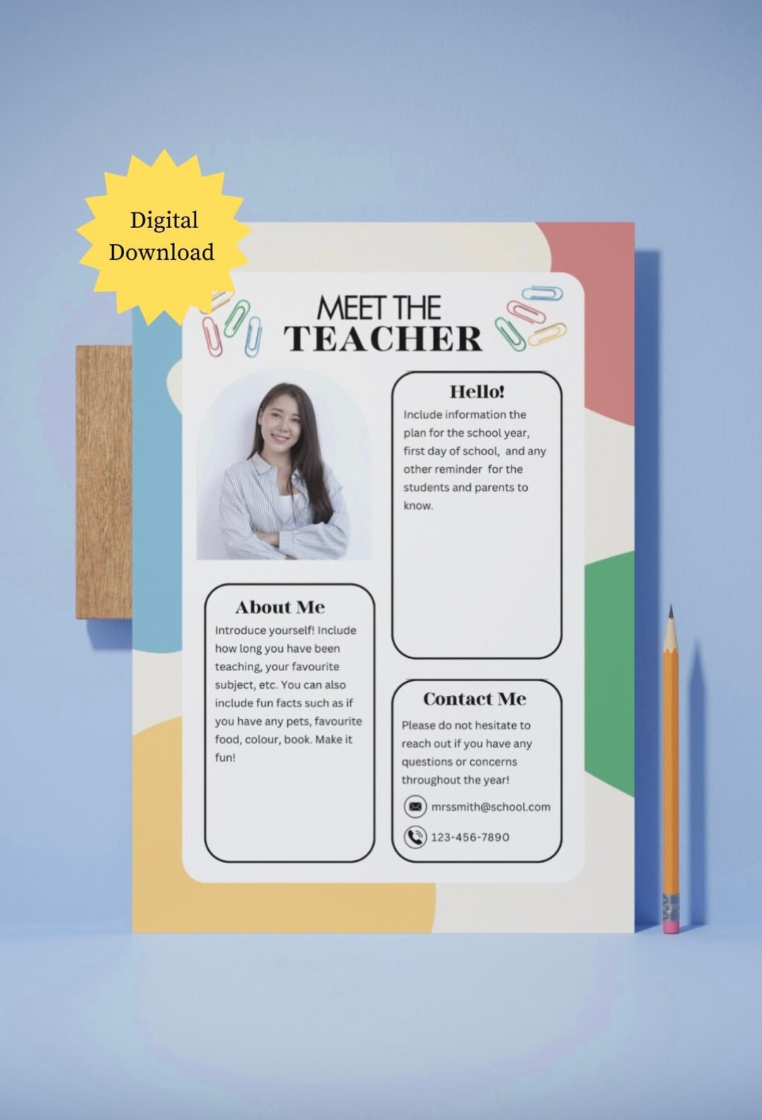 Colorful Meet the Teacher Template, Rainbow Classroom Decor, Editable ...
