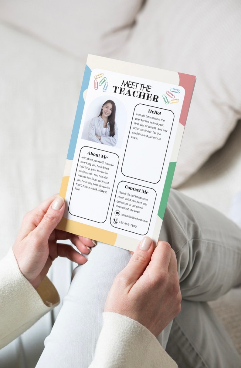 Colorful Meet the Teacher Template Rainbow Classroom Decor - Etsy