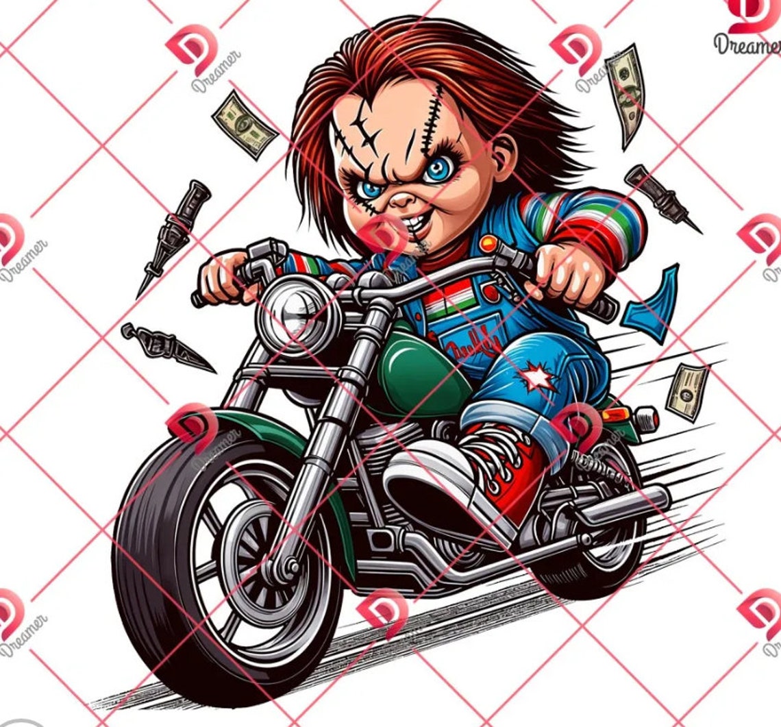Chucky Ride A Motobike PNG, Horror Killer PNG, Scary Movie Halloween ...